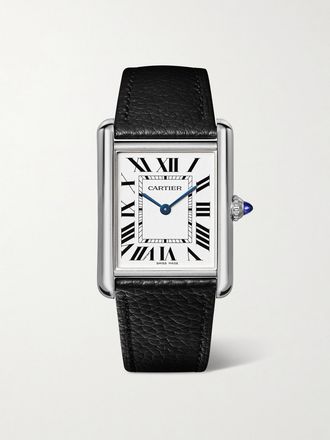 Cartier Tank Must De Cartier 33,7 Mm Uhr Aus Edelstahl Mit Lederarmband - Silber