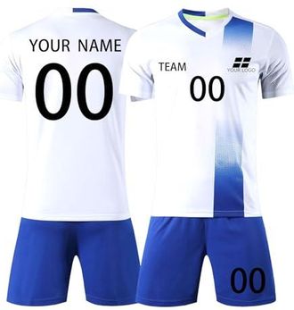 Generic Maillot de football personnalis&eacute; pour enfants adultes et jeunes avec maillot et short avec nom de l&eacute;quipe et logo, 1-4., L