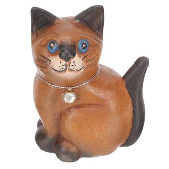 Cabilock Holzschnitzfigur Katze Statue Holzkatzenfigur Tier Statue F&uuml;r Zuhause Wohnschmuck Holzdekor Katzenbaumdekoration
