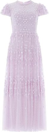 Needle & Thread Robe longue Clover &agrave; manches courtes - Femme - Robes - Rose - Taille: 34 FR