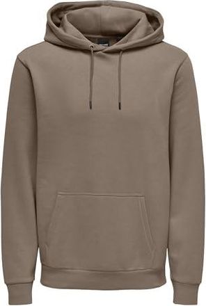Only & Sons Pull à Capuche pour Hommes O&S Pull Doux à Capuche Sweat-Shirt de Base ONSCERES, Couleurs:Marron-2, Taille Chandail:XL
