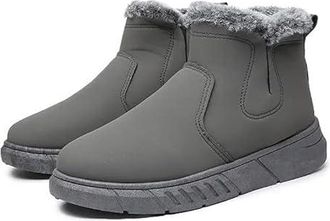Generic Bottes dhiver pour homme - En daim - Doublure polaire - Noir et gris - Semelle en caoutchouc souple - Tailles 39 &agrave; 44 - Bottes de neige chaudes et d&eacute;c