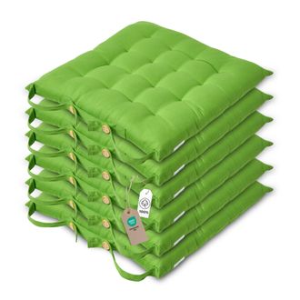 Homescapes 6er Set Stuhlkissen 40x40 cm gr&uuml;n - Sitzkissen Outdoor/Indoor mit Baumwollbezug, Sitzpolster waschbar und Oeko-TEX-Zertifiziert f&uuml;r Esszimmer-, K&uuml;chen
