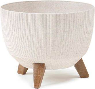 HowHomely Deko Blumentopf mit 3 Beinen Hoch 20 cm - Wei&szlig;-Braun Blumen&uuml;bertopf - Langlebige und Leichte &Uuml;bertopf 25 cm Durchmesser f&uuml;r Wohnzimmer Garten oder Ter