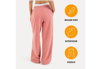 Smilodox Jogginghose Sirel, Trainingshose Damen Oversized Fit Wide-Leg mit Kordelzug Elastischer Bund, Weites Bein, Dezentes Logo, Sport & Freizeit