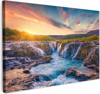 MuchoWow © Leinwände Groß 120x80 cm XXL Wall Decoration Bilder Schlafzimmer Deko Pictures Canvas Painting Wanddekoration Wohnzimmer Bild Natur - Wasserfall - P