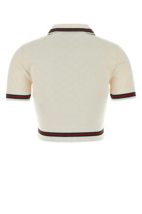 Gucci Womens Ivory Gg Jersey Polo Shirt Whitemc T-shirts And Polos