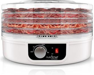 Nutrichef D&ouml;rrautomat 5 Einsch&uuml;be | D&ouml;rrger&auml;t f&uuml;r Fleisch, Beef Jerky, Obst, Gem&uuml;se & Hundeleckerlis | Hochleistungs-W&auml;rmezirkulation | Einfache Reinigung f&uuml;r Z