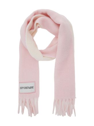 Sportmax Womens Pink Wool Blend Scarf With Logo Patch Alpaca Scarfs