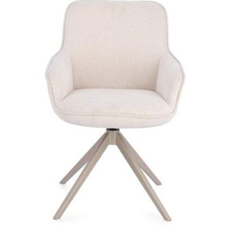 BIZZOTTO Bizzotto - Fauteuil de repas pivotant en tissu beige et pieds taupe