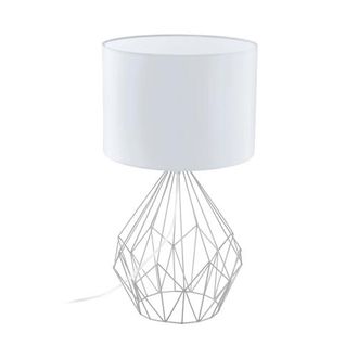 Eglo Tischlampe Pedregal 1, 1 flammige Tischleuchte Vintage, Industrial, Retro, Nachttischlampe Stahl und Textil in Weiß und Chrom, Lampe mit Schalter, E27