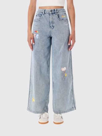 adidas Jean wide leg taille haute en denim de coton avec broderies