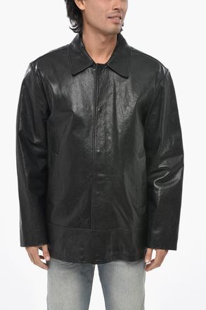 Diesel Leather Coach Jacket L-JESS With Buttons Diesel