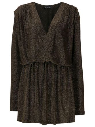 OLYMPIAH robe courte en lurex à col v - Noir