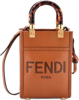 Fendi Sunshine Shopper Tote Leather Mini crossbody bag - Marron
