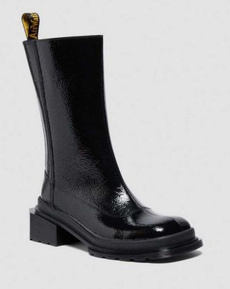 Dr. Martens Maybole Hi Square Toe Lackleder Chelsea Stiefel Schuhe in Schwarz, Gr&ouml;&szlig;e: 36
