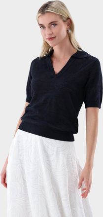 van Laack Poloshirt aus Ajoure Strick mit Palmen Design