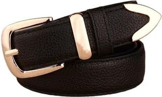 Generic Ceinture en cuir tendance décontractée pour femme avec boucle en alliage et surface peinte - Ceinture polyvalente pour toutes les occasions, Noir, 105