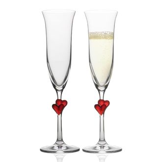 St&ouml;lzle LAmour Champagnergl&auml;ser rot 2er-Set 175 ml - Edle Champagnerkelche ideal f&uuml;r Sekt & Prosecco - Hochwertige Sektgl&auml;ser aus bleifreiem Kristallglas - Sp