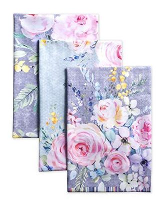 Maison d'Hermine Sweet Rose Lavande Lush Lavande Lot de 3 torchons de Cuisine Multi-usages 100% Coton | Serviettes de Bar | Printemps/&Eacute;t&eacute; (50 cm x 70 cm)