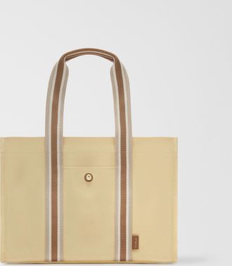 Furla Duna Tote-bag L Toni Cremino Gelb Canvasstoff + Gestreifter Stoff Damen