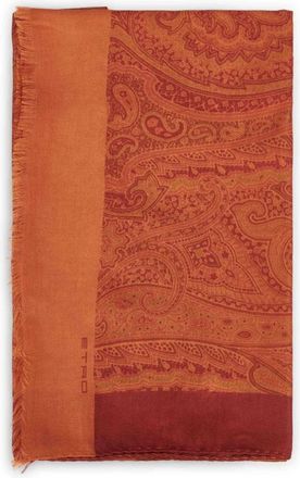 Etro Femme, Accessoires, Orange, Taille: ONE Size &Eacute;charpe en coton et soie &agrave; motif cachemire