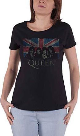 Queen T Shirt Union Jack Vintage Band Logo Nouveau Officiel Femme Skinny Fit Size XXL
