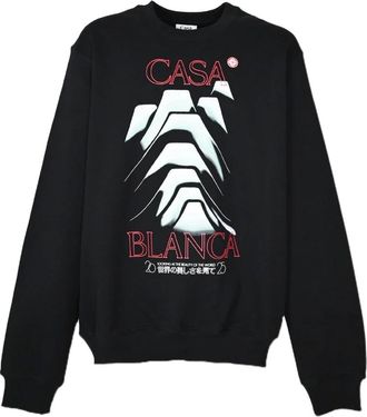 Casablanca Homme, Sweatshirts et sweats &agrave; capuche, Noir, Taille: M SweaT-shirt s&eacute;rigraphi&eacute; Frosty Mountain