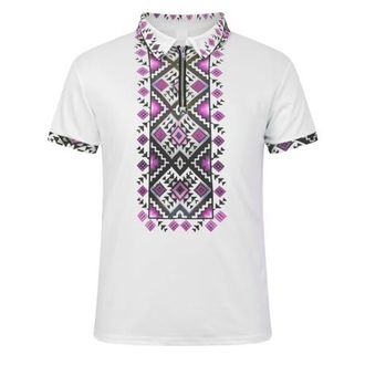 Generic Polo Homme Chemise &Eacute;t&eacute; Rue Homme Sport Manches Courtes 3D Simple Impression L&acirc;che Top, Rose, XXL