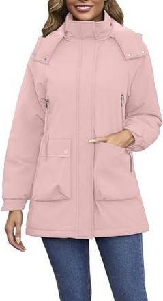 Generic Parka dhiver pour femme, veste imperméable à capuche, col montant, veste doublée en polaire pour femme, veste chaude en velours arctique, coupe-vent, 