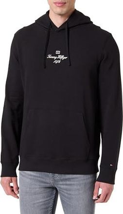 Tommy Hilfiger Sweat &agrave; Capuche Homme Outline Flag Script avec Capuche, Noir (Black), L