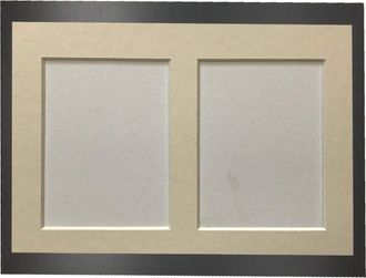 Frames by Post Frames by Post H7 Bilderrahmen mit langem Passepartout, Black Frame and Ivory Multi Mount, 9 X 7 Inch with Mount for Two 5 X 3.5 Inch