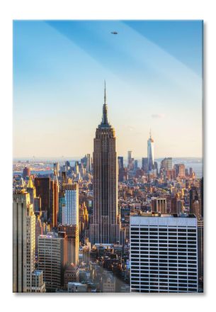 Pixxprint Glasbild, Wandbild aus Echtglas, Empire State Building in New York, 70x100 cm, inkl. Aufh&auml;ngung und Abstandshalter