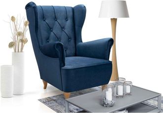 Furnix Furnix - Polstersessel adloo Einzelsessel mit Holzbeine MH77 Blau
