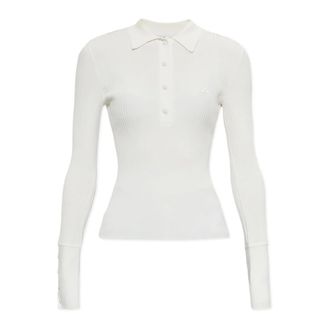 Courr&egrave;ges Polo ajust&eacute; c&ocirc;tel&eacute; - Femme - Tops - Blanc - Taille: 38 FR