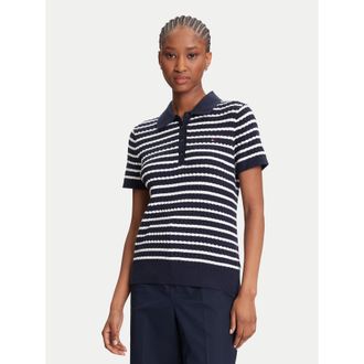 Tommy Hilfiger Poloshirt Fine WW0WW41474 Dunkelblau Regular Fit
