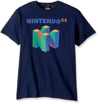 Nintendo Herren N64 Logo Kurzarm T-Shirt, Marineblau, XX-Large