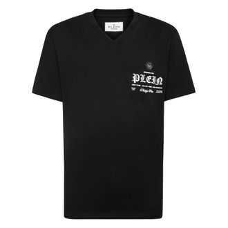 Philipp Plein Homme, Tops, Noir, Taille: 4XL T-Shirt Col V