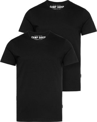 Camp David Herren Basic T-Shirt V-Neck 2er-Pack Black XXXL