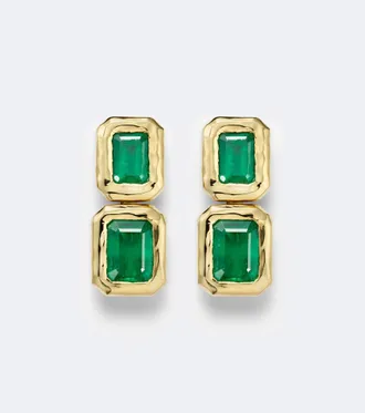 Octavia Elizabeth Ohrringe Nesting Gem aus 18kt Gelbgold mit Smaragden