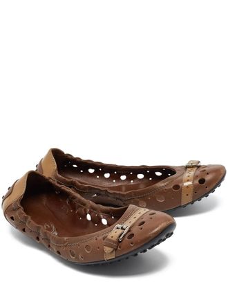 Tod's ballerines pre-owned en cuir verni - Marron