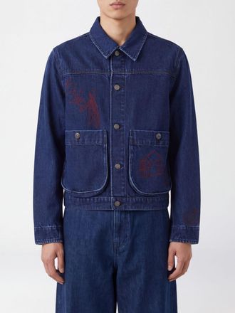 Paul Smith Hemdjacke aus besticktem Baumwolldenim mit aufgesetzten Taschen