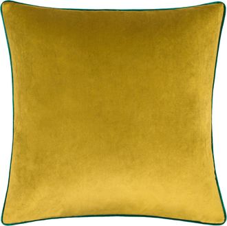 furn. Meridian Kissenbezug - luxuri&ouml;ser kontrastfarbener paspelierter Samt-Dekobezug (Moos/Smaragd - 45x45cm)