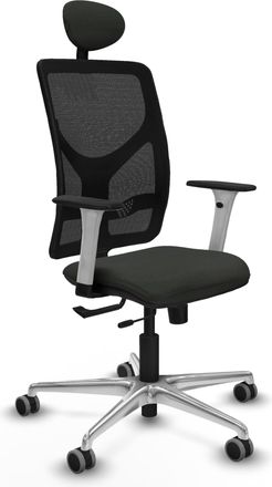 Piqueras y Crespo Schwarzer Schreibtischstuhl mit wei&szlig;en und schwarzen Armlehnen, h&ouml;henverstellbarer Lendenwirbelst&uuml;tze und festem Kopfteil, ausgestattet mit Syncro/Tra