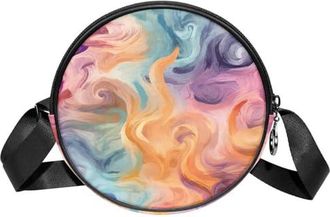 Generic Petit sac &agrave; bandouli&egrave;re circulaire pour femme, petit sac &agrave; bandouli&egrave;re avec fermeture &eacute;clair, bretelles r&eacute;glables, sac &agrave; main rond d&eacute;contract&eacute; pour fe