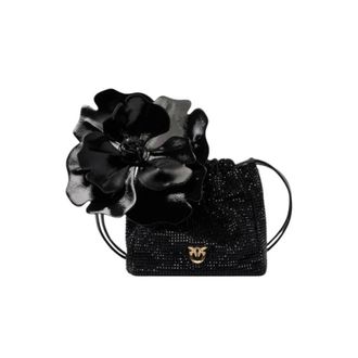 Pinko Pinko - Pochette Fleur Strass&eacute;e - Femme - Sacs - Noir - Taille: ONE Size