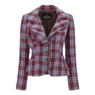 Vivienne Westwood Femme, Vestes, Multicolore, Taille: 38 FR Blazer en lin &agrave; carreaux tartan Drunken Louth de Vivienne Westwood