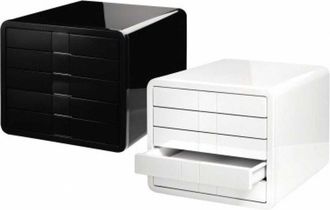 Han Schubladenbox i-Box 5 Schubladen din A4 din C4 abs Kunststoff Geh&auml;usefarbe: schwarz Farbe der Schublade: schwarz