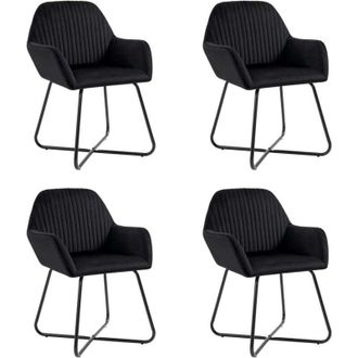 vidaXL Vidaxl - Chaises &agrave; manger lot de 4 Noir Velours