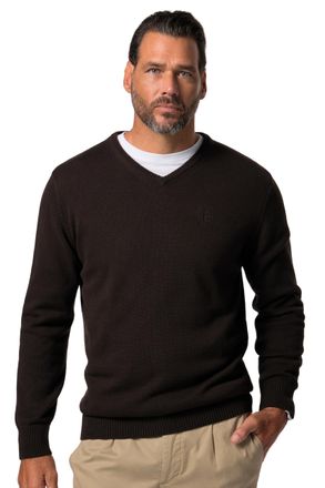JP1880 Herren große Größen Übergrößen Menswear L-8XL Pullover, Basic, V-Ausschnitt, Baumwolle Schwarze Nacht L 723418138-L